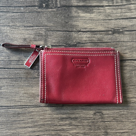 Coach | Accessories | Coach Cherry Leather Zip Card Holder | Poshmark